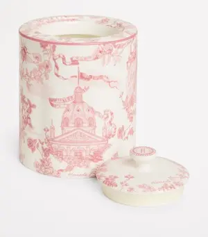 Harrods Bone China Toile Tea Caddy - Pink