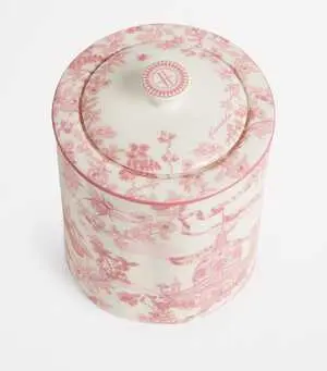 Harrods Bone China Toile Tea Caddy - Pink