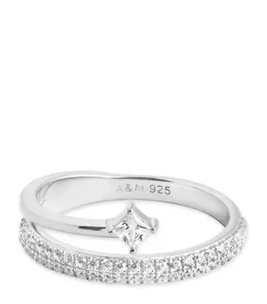 ASTRID & MIYU Rhodium-plated Crystal Ring - Silver