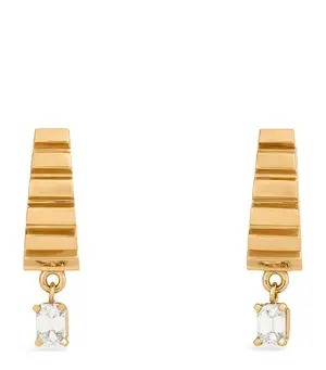AZLEE Escalier Diamond Hoop Earrings - Gold