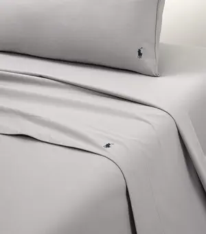 Ralph Lauren Cotton Polo Player King Flat Sheet - Grey