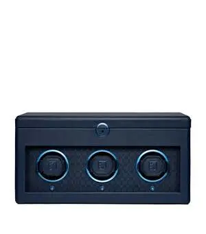 Wolf Earth Triple Watch Winder With Bluetooth App Control - Blue