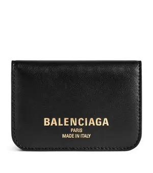 Balenciaga Mini Leather Cash 2.0 Trifold Wallet - Black