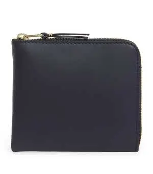 Comme Des Garçons Leather Zipped Pouch - Navy