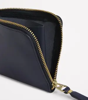 Comme Des Garçons Leather Zipped Pouch - Navy