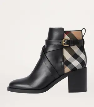 Burberry Check Ankle Boots 70 - Black
