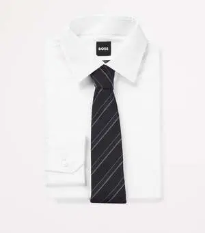 BOSS Silk-blend Striped Neck Tie - Blue