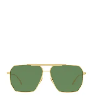 Bottega Veneta Square Sunglasses - Gold