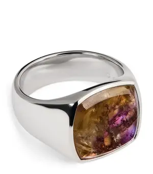 Tom Wood Cushion Sakura Stone Ring - Silver