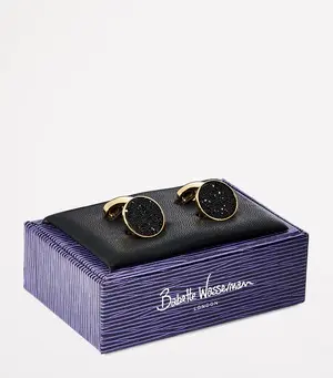 BABETTE WASSERMAN LONDON Gold-plated Moondust Round Cufflinks - Yellow