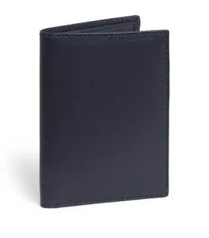 Comme Des Garçons Leather Bifold Card Holder - Navy