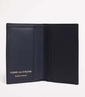 Comme Des Garçons Leather Bifold Card Holder - Navy