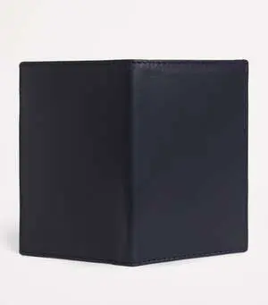 Comme Des Garçons Leather Bifold Card Holder - Navy