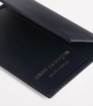 Comme Des Garçons Leather Bifold Card Holder - Navy