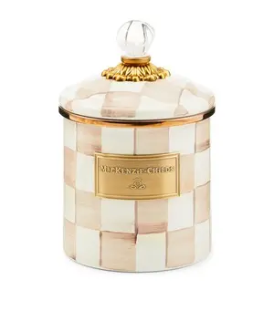 MACKENZIE-CHILDS Small Mocha Check Canister - Beige