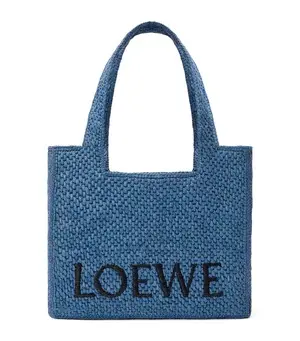 Loewe X Paula's Ibiza Medium Raffia Font Tote Bag - Blue