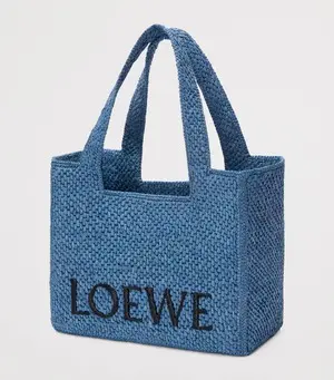 Loewe X Paula's Ibiza Medium Raffia Font Tote Bag - Blue