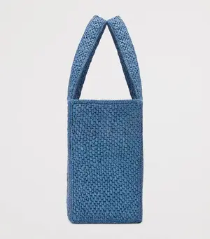 Loewe X Paula's Ibiza Medium Raffia Font Tote Bag - Blue