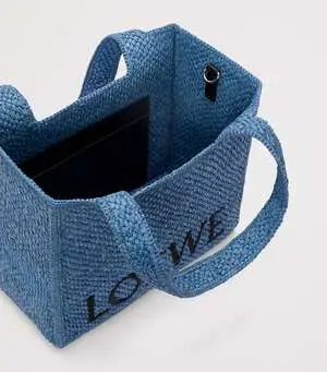 Loewe X Paula's Ibiza Medium Raffia Font Tote Bag - Blue
