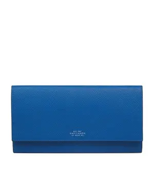 Smythson Panama Leather Marshall Travel Wallet - Blue
