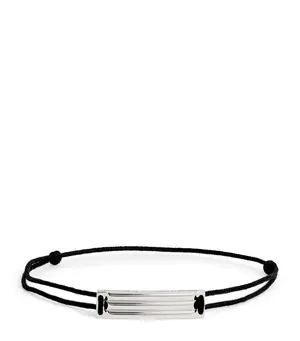 Le Gramme Sterling Silver Godron Cord Bracelet - Black