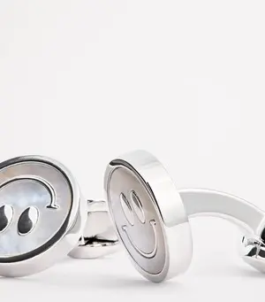 BABETTE WASSERMAN LONDON Rhodium-plated Smiley Face Cufflinks