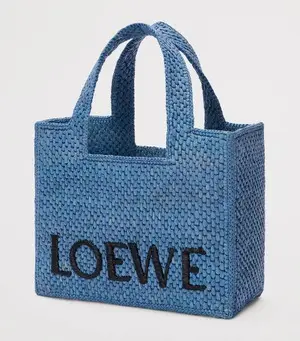 Loewe X Paula's Ibiza Small Raffia Font Tote Bag - Blue