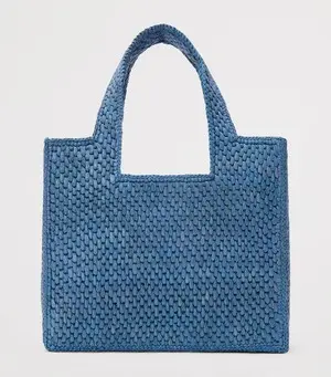 Loewe X Paula's Ibiza Small Raffia Font Tote Bag - Blue