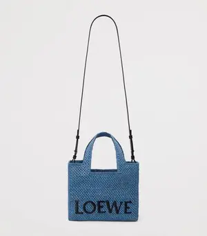 Loewe X Paula's Ibiza Small Raffia Font Tote Bag - Blue