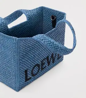 Loewe X Paula's Ibiza Small Raffia Font Tote Bag - Blue