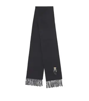 Ralph Lauren Purple Label Cashmere Polo Bear Scarf - Black
