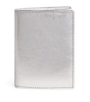 Comme Des Garçons Leather Folding Card Holder - Silver