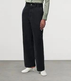 Loewe Anagram Embroidered Baggy Jeans - Black