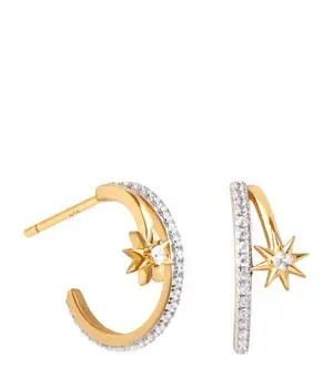 ASTRID & MIYU Plated Sterling Silver And Cubic Zirconia Hoop Earrings - Gold