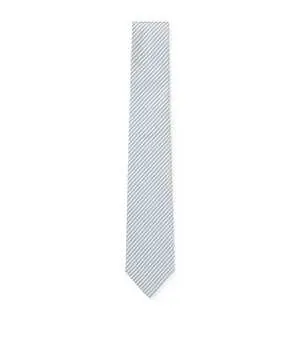 BOSS Silk Striped Neck Tie - Blue