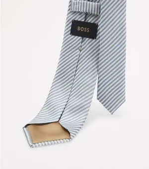 BOSS Silk Striped Neck Tie - Blue