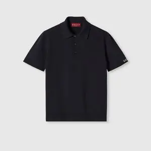 Gucci Silk Cotton Knit Polo Shirt - Blue