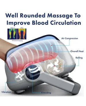 MIKO Shiatsu Foot, Calf, And Ankle Massager With Heat - Silver/blue