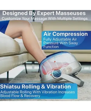 MIKO Shiatsu Foot, Calf, And Ankle Massager With Heat - Silver/blue