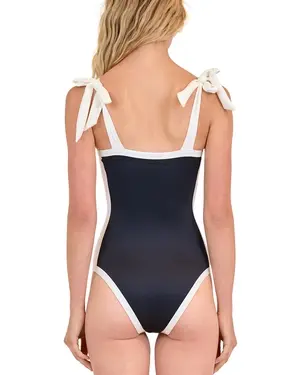 Simkhai Piper Bow Tie Strap One Piece Swimsuit