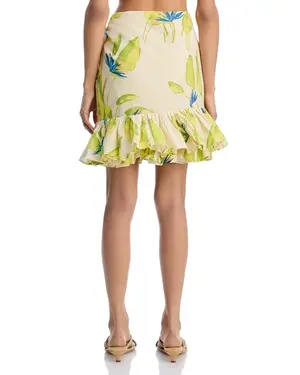 CONIGLIO PALM BEACH Mini Ruffle Pareo Skirt - Birds Of Paradise/faded Banana