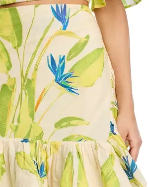 CONIGLIO PALM BEACH Mini Ruffle Pareo Skirt - Birds Of Paradise/faded Banana