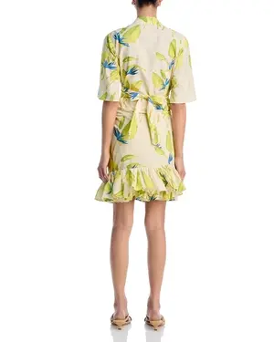 CONIGLIO PALM BEACH Mini Ruffle Pareo Skirt - Birds Of Paradise/faded Banana