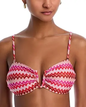 Ramy Brook Jaedyn Chevron Bikini Top - Flame Chevron