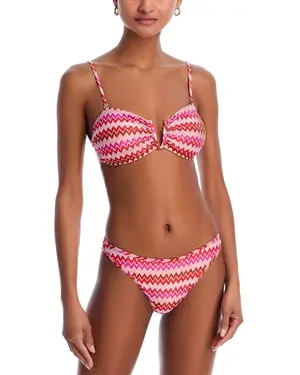 Ramy Brook Jaedyn Chevron Bikini Top - Flame Chevron
