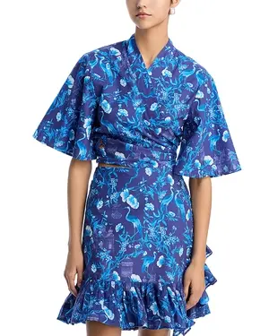 CONIGLIO PALM BEACH Miraflores Wrap Top - Cranes Indigo