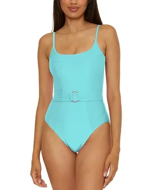 BECCA BY REBECCA VIRTUE Monte Carlo Ribbed One-piece Swimsuit - Oasis