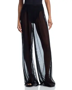 Norma Kamali Sheer Pleated Pants - Black