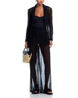 Norma Kamali Sheer Pleated Pants