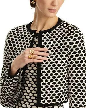 Oscar De La Renta Honey Comb Sequin Knit Jacket